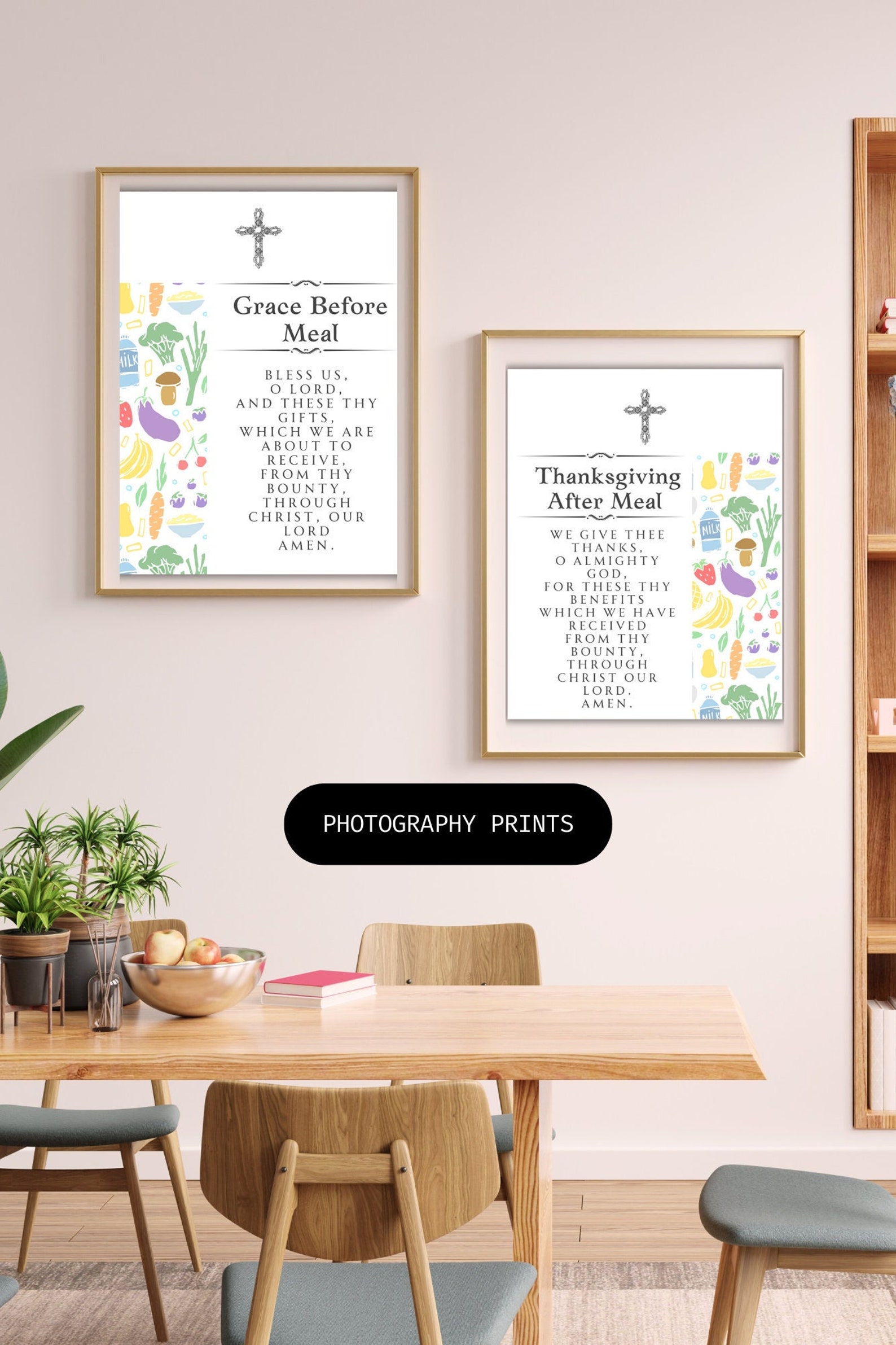 Grace Before and After Meals - Printable Poster for Kitchen Blessings ...