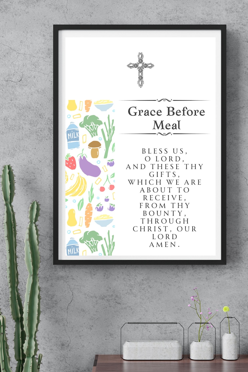 Grace Before and After Meals - Printable Poster for Kitchen Blessings ...