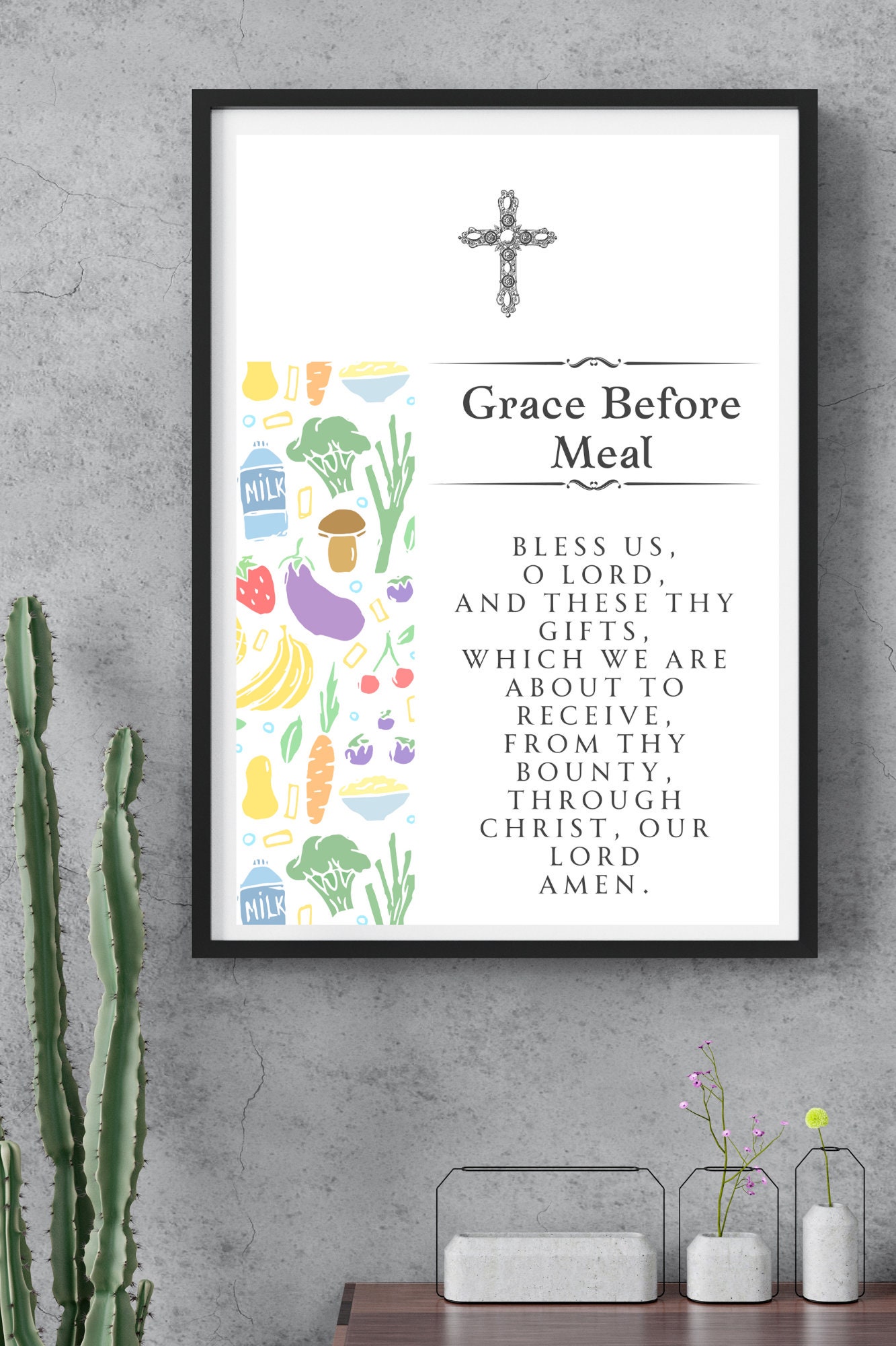 Grace Before and After Meals - Printable Poster for Kitchen Blessings ...