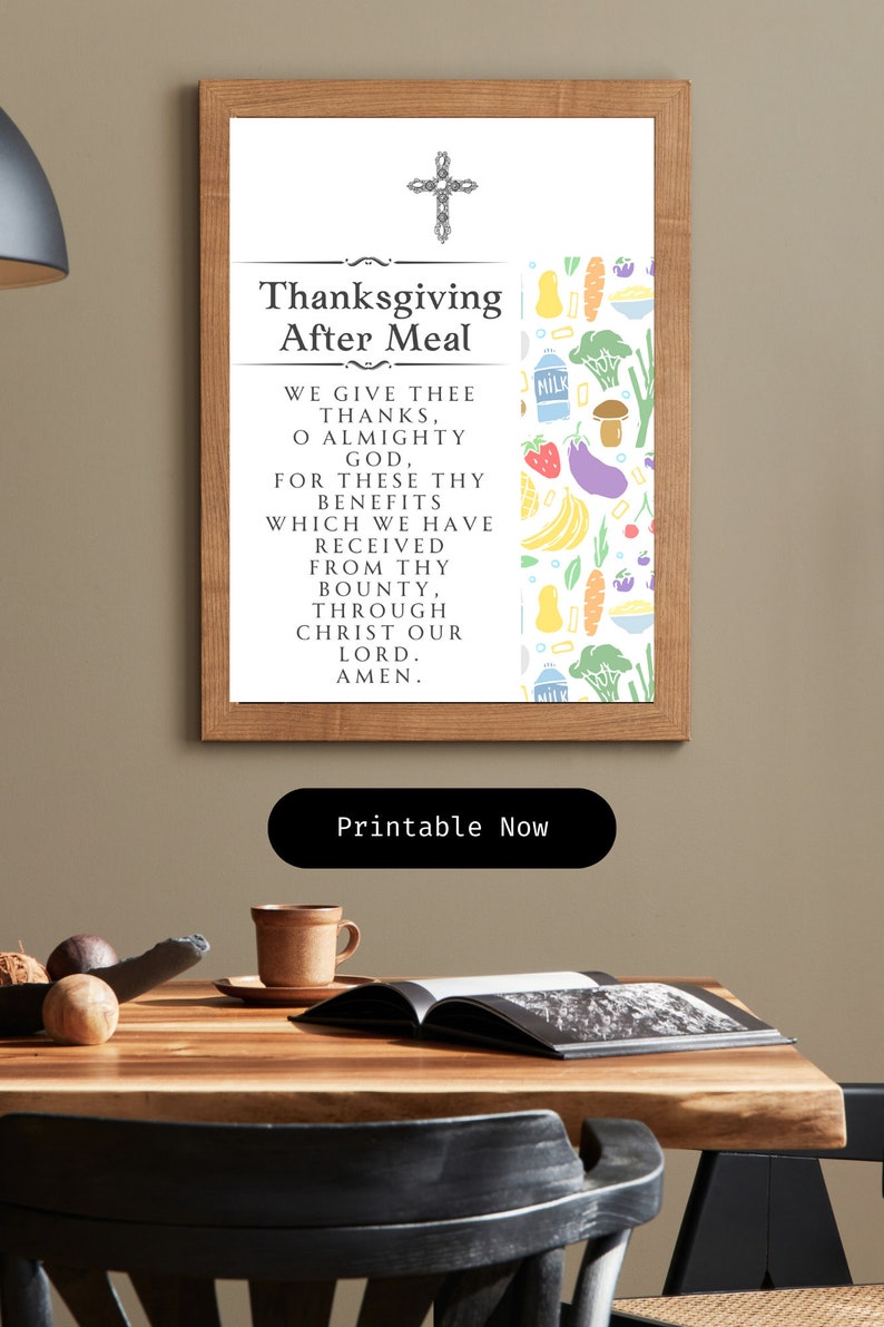 Grace Before and After Meals - Printable Poster for Kitchen Blessings ...