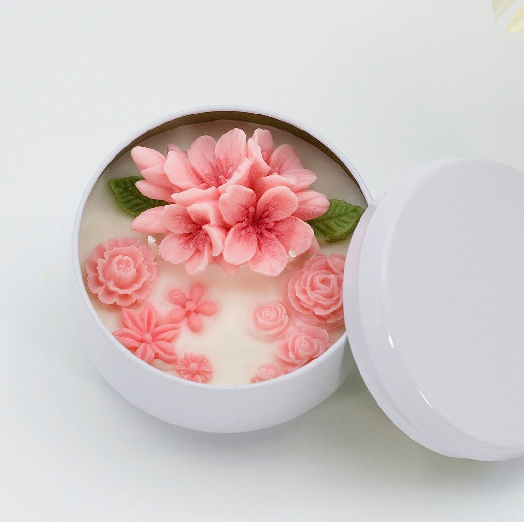 Sweet Garden, Flower Candle, 2 Wicks Soy Candle, Botanical Candle ...