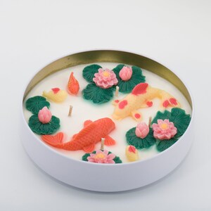 Soy Scented Candle Lucky Koi Fish Candle, 4 Wicks Soy Candle Terrarium ...