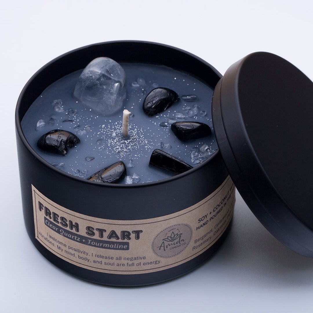 Fresh Start Crystal Candle New Year Gift Intention Candle Coconut Soy ...