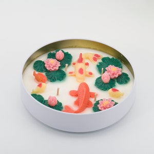Soy Scented Candle Lucky Koi Fish Candle, 4 Wicks Soy Candle Terrarium ...