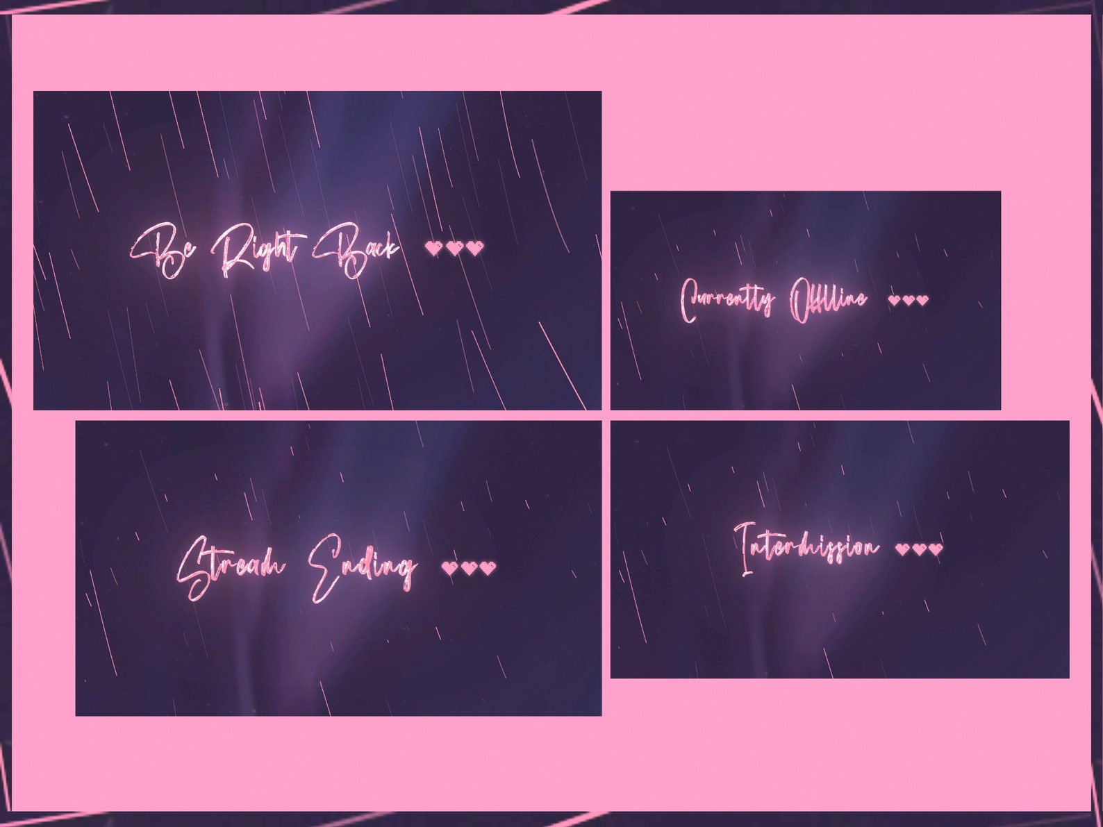 4x Animated Twitch Screens, Starting Soon, Stream is Ending, Be Right ...