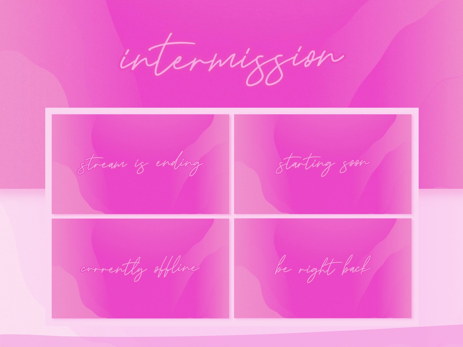 5x Pink Animated Twitch Screens, Starting Soon, Stream is Ending, Be ...