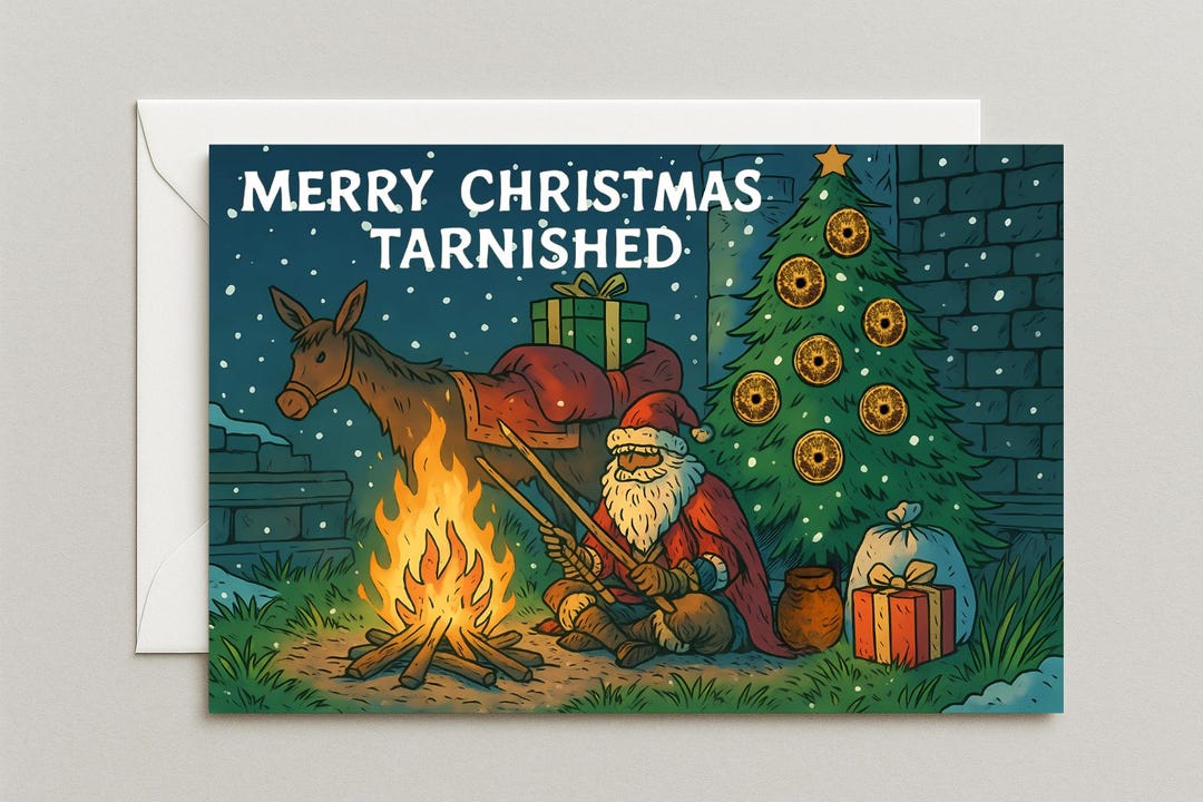 Elden Ring Inspired Merry Christmas Tarnished Card, Festive Holiday ...