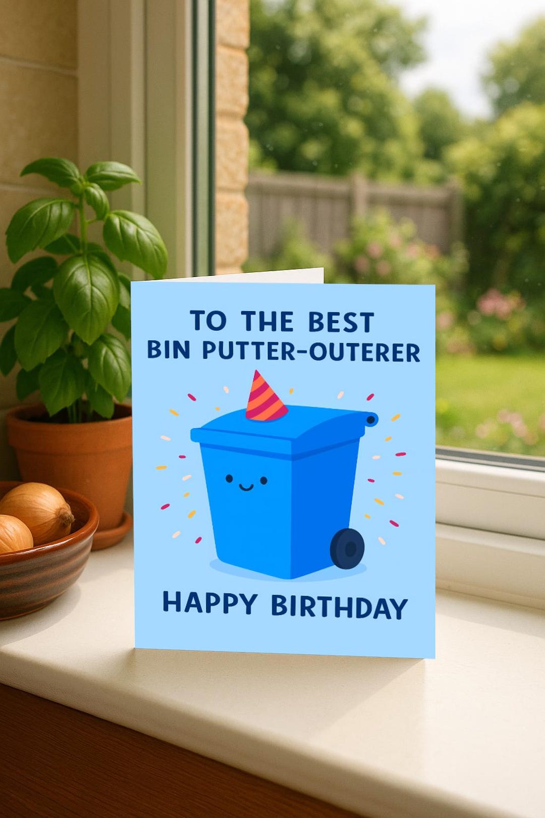 Funny Bin Birthday Card, British Humour Wheelie Bin Greeting, to the ...