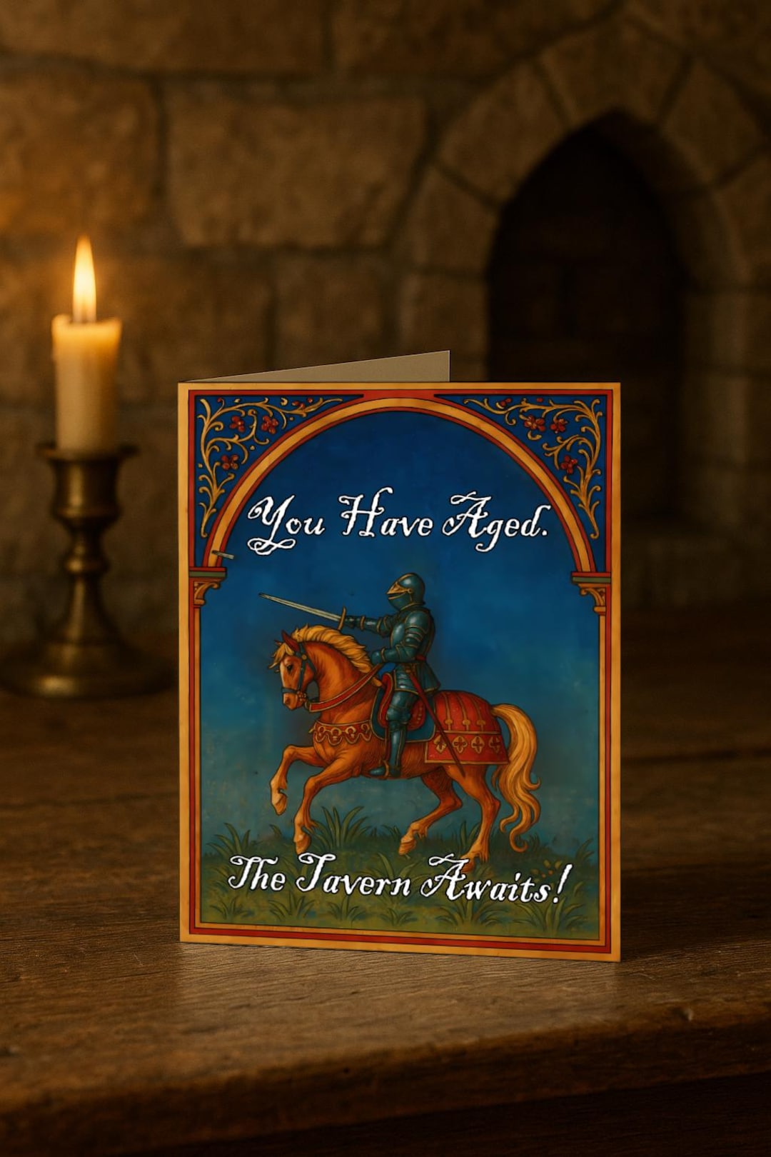 Medieval Birthday Card, You Have Aged. the Tavern Awaits! Knight on ...
