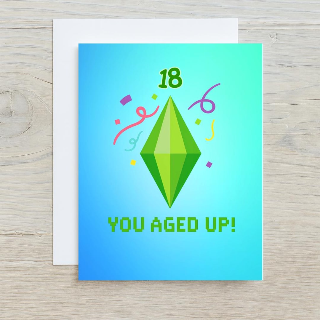 Personalised Sims Birthday Card, Custom Age Greetings Celebration, 5x7 ...