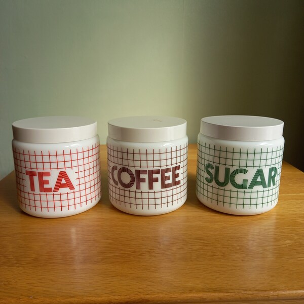 Vintage Tea Coffee Sugar Canisters Etsy Uk