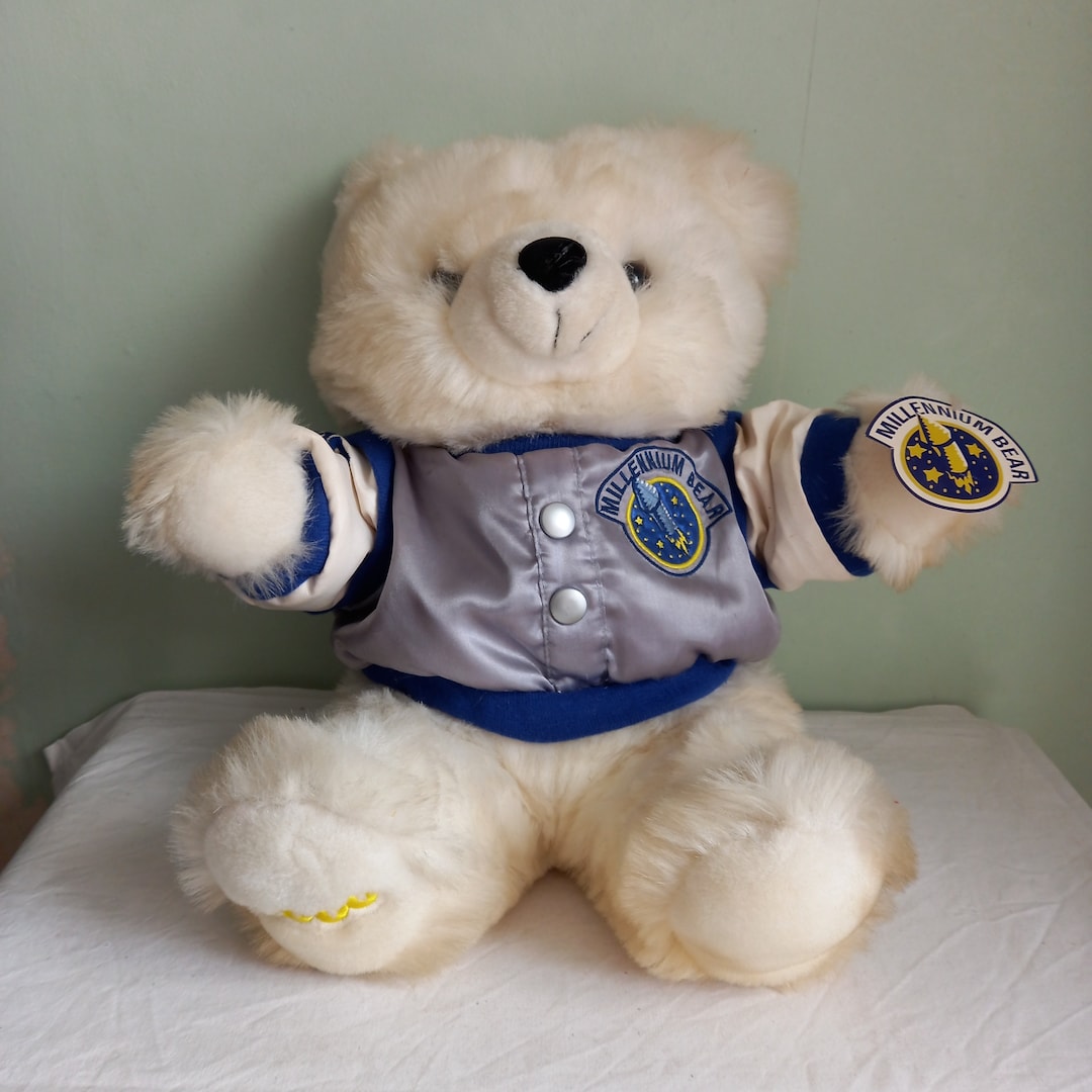 Millennium Teddy Bear 2000 Beacon Soft Plush Bear With Tag White Bear ...