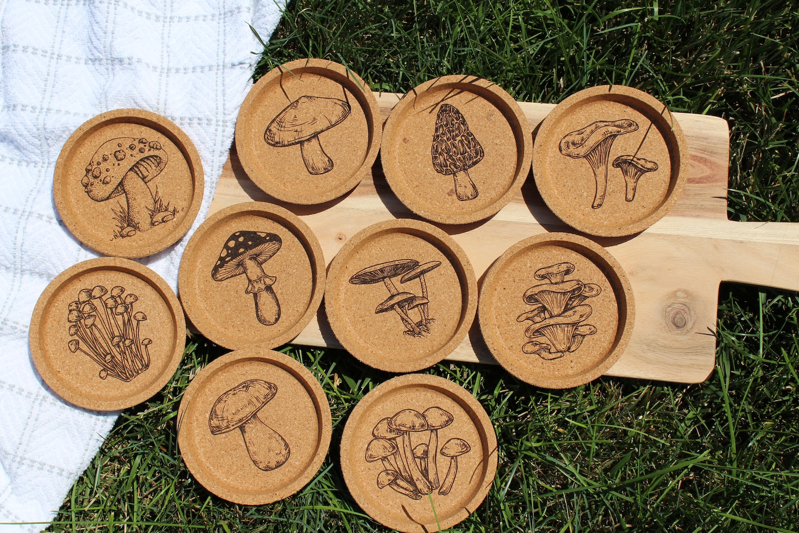Mushroom Decor Cork Coaster Set Mushroom Coasters - Etsy