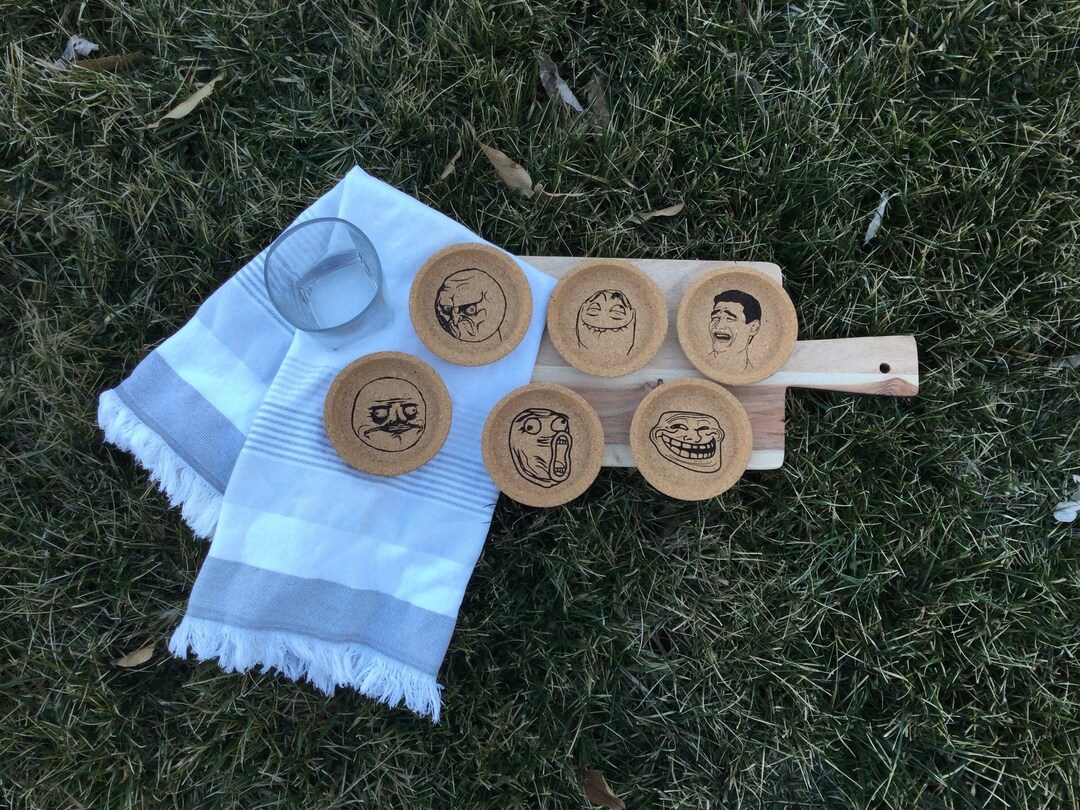 Meme Cork Coaster Set, Troll Face Rage Comics, Gifts for Meme Lovers ...