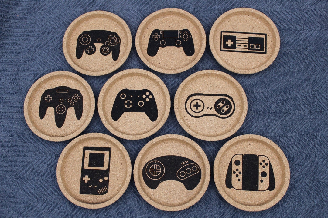 Video Game Coasters, Cork Coaster Set, Game Controller Coasters, Retro ...