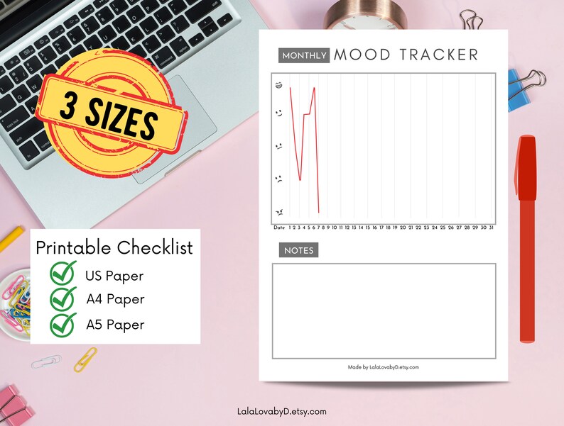 Monthly Mood Tracker Printable A4 A5 US Letter Size Pdf File - Etsy