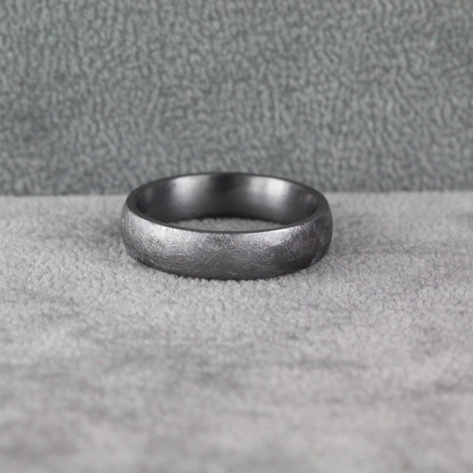 Tantalum Wedding Ring Band, Ice Matte Finish, Comfort Fit - Blue-grey ...