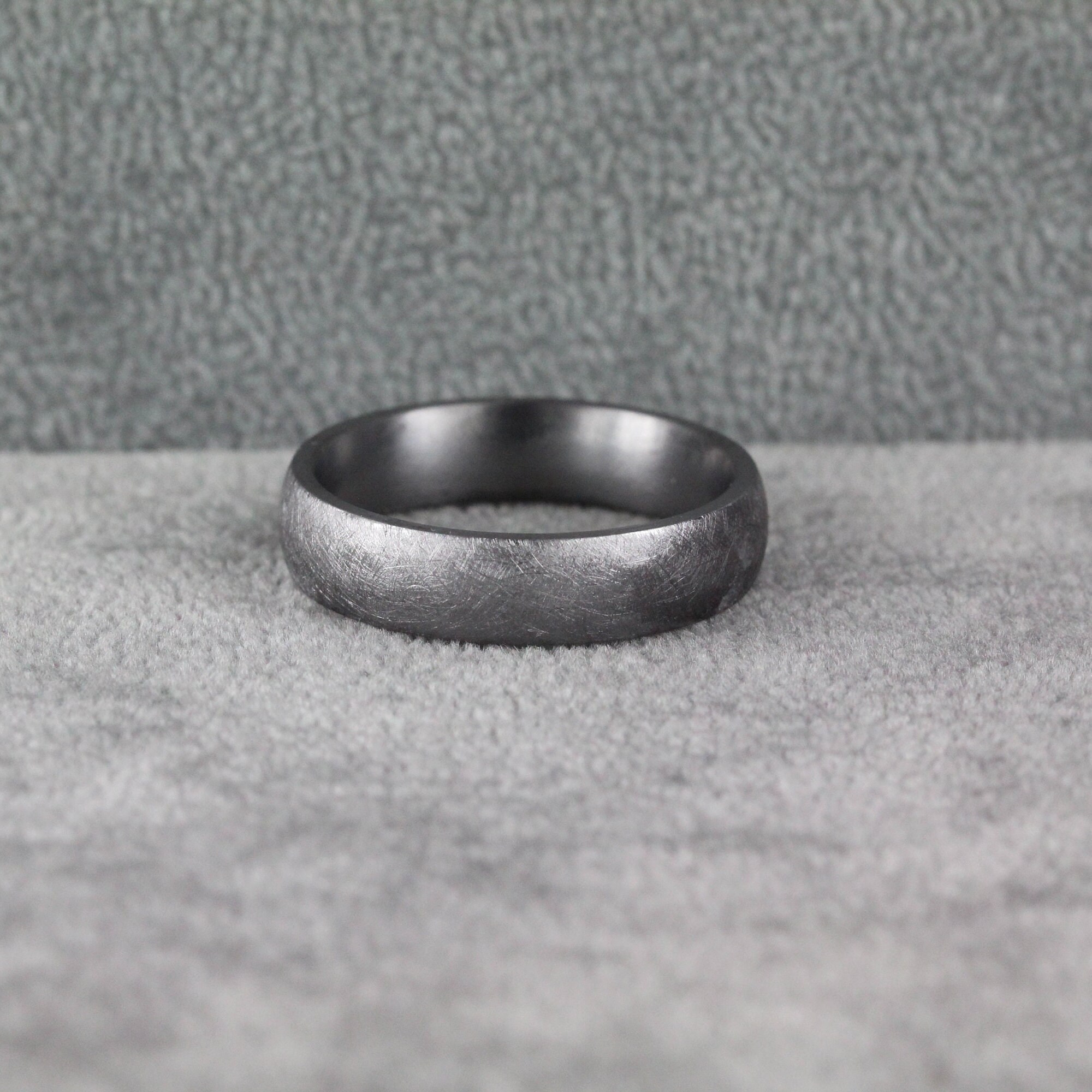 Tantalum Wedding Ring Band, Ice Matte Finish, Comfort Fit - Blue-grey ...