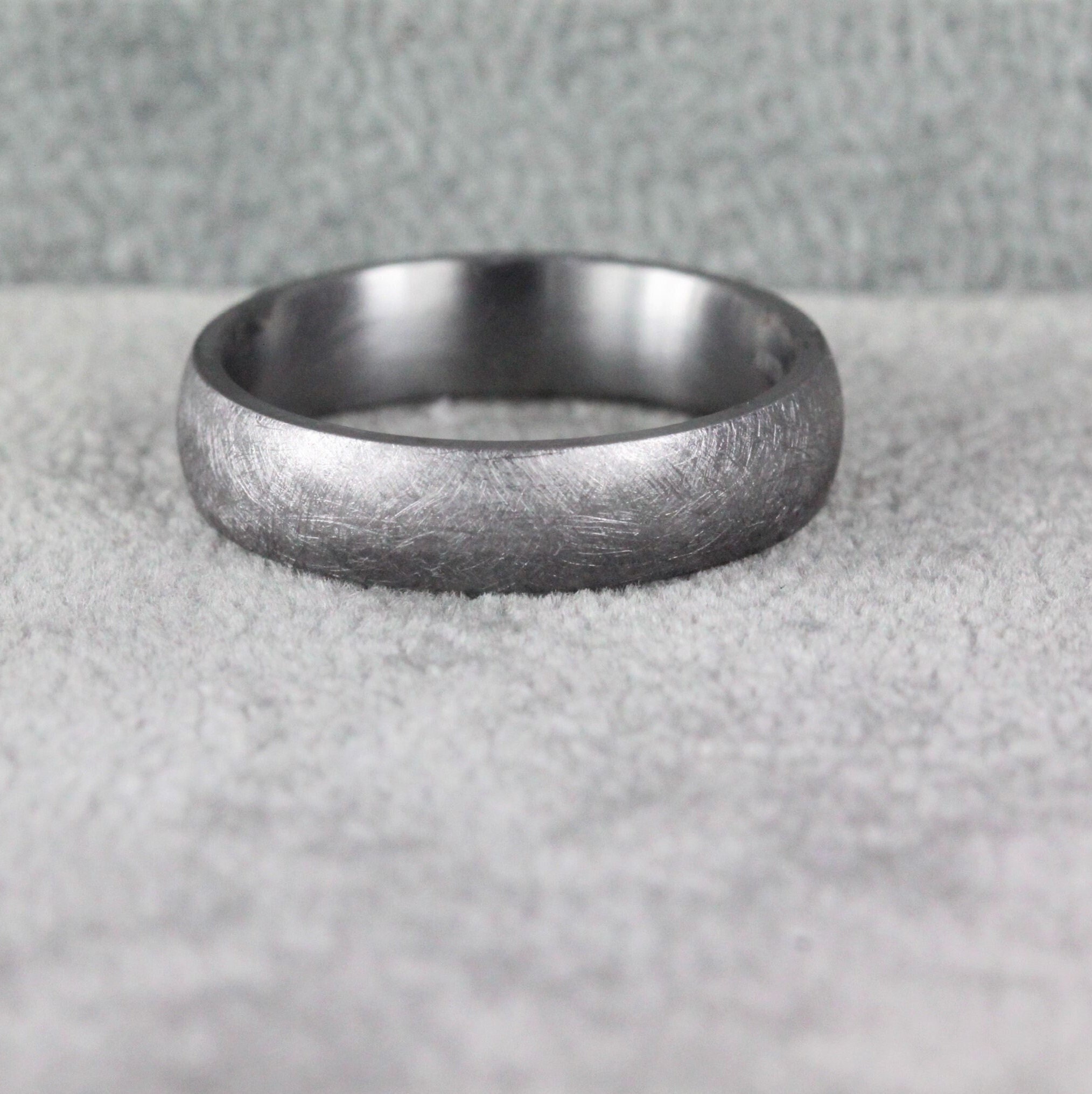 Tantalum Wedding Ring Band, Ice Matte Finish, Comfort Fit - Blue-grey ...