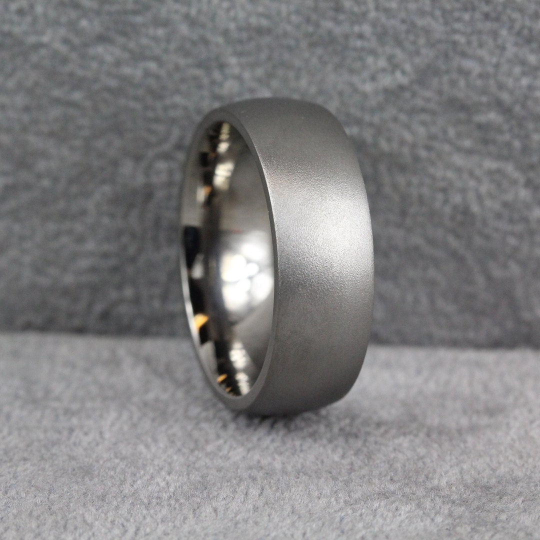 Titanium Minimalist Comfort Fit Wedding Ring Band, Sand Blast Finish ...
