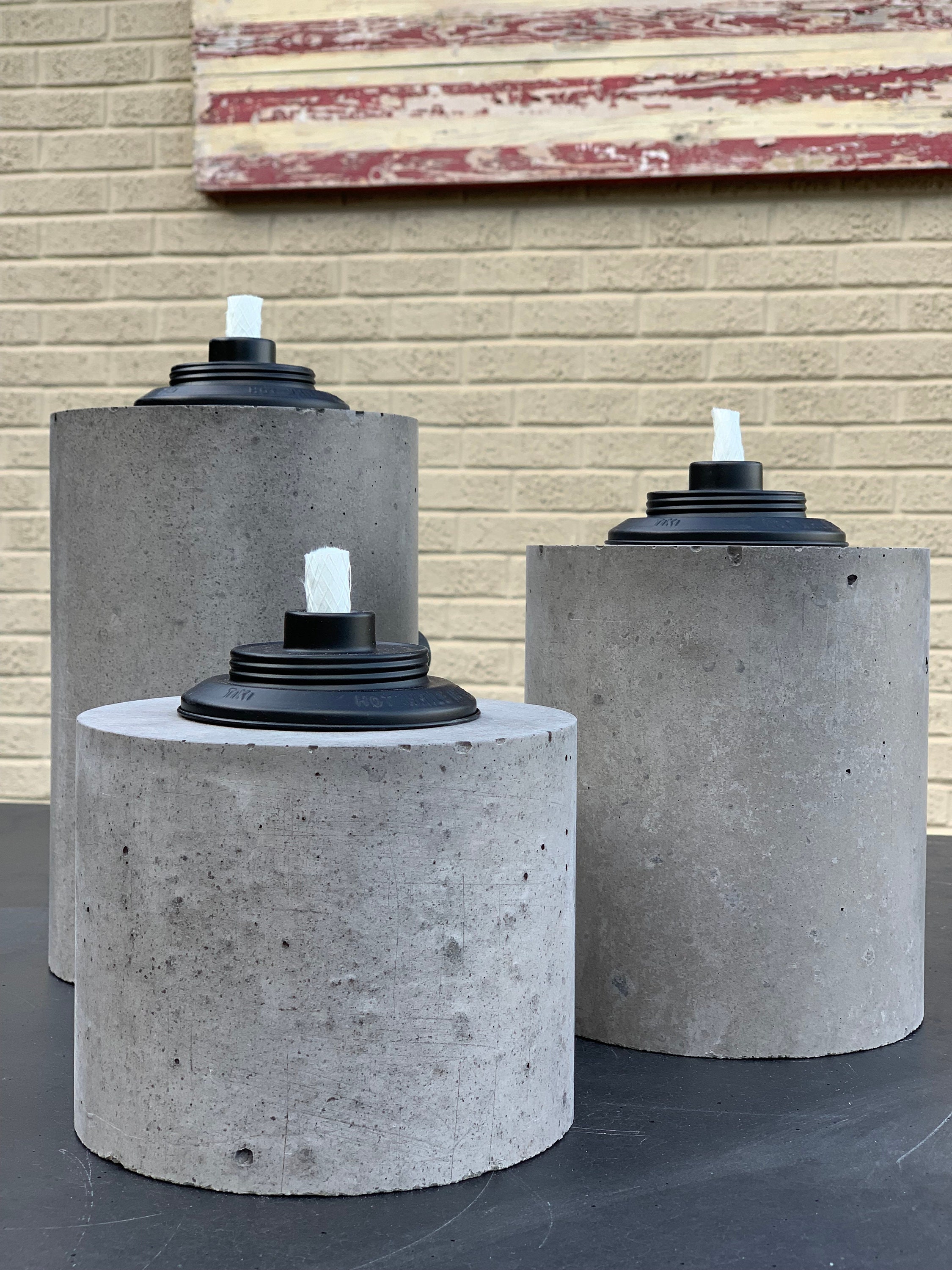 Short Concrete Tiki Torch Set - Etsy