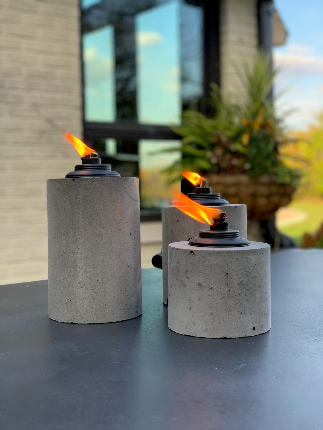 Short Concrete Tiki Torch Set - Etsy