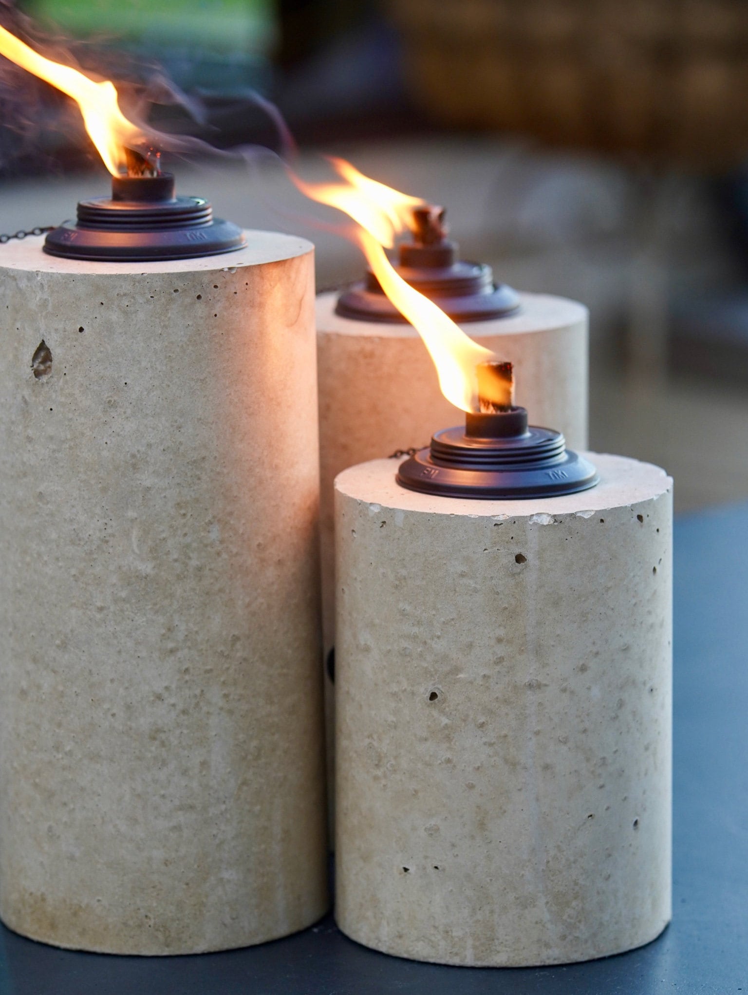 Original Concrete Tiki Torch 3 Piece Set - Etsy