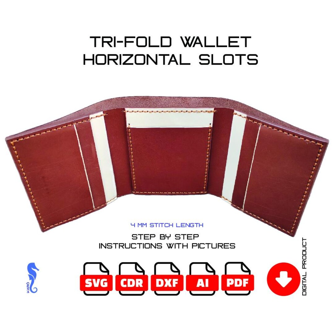DIY Tri-fold Wallet With Horizontal Slots (pattern & Instructions) - Etsy