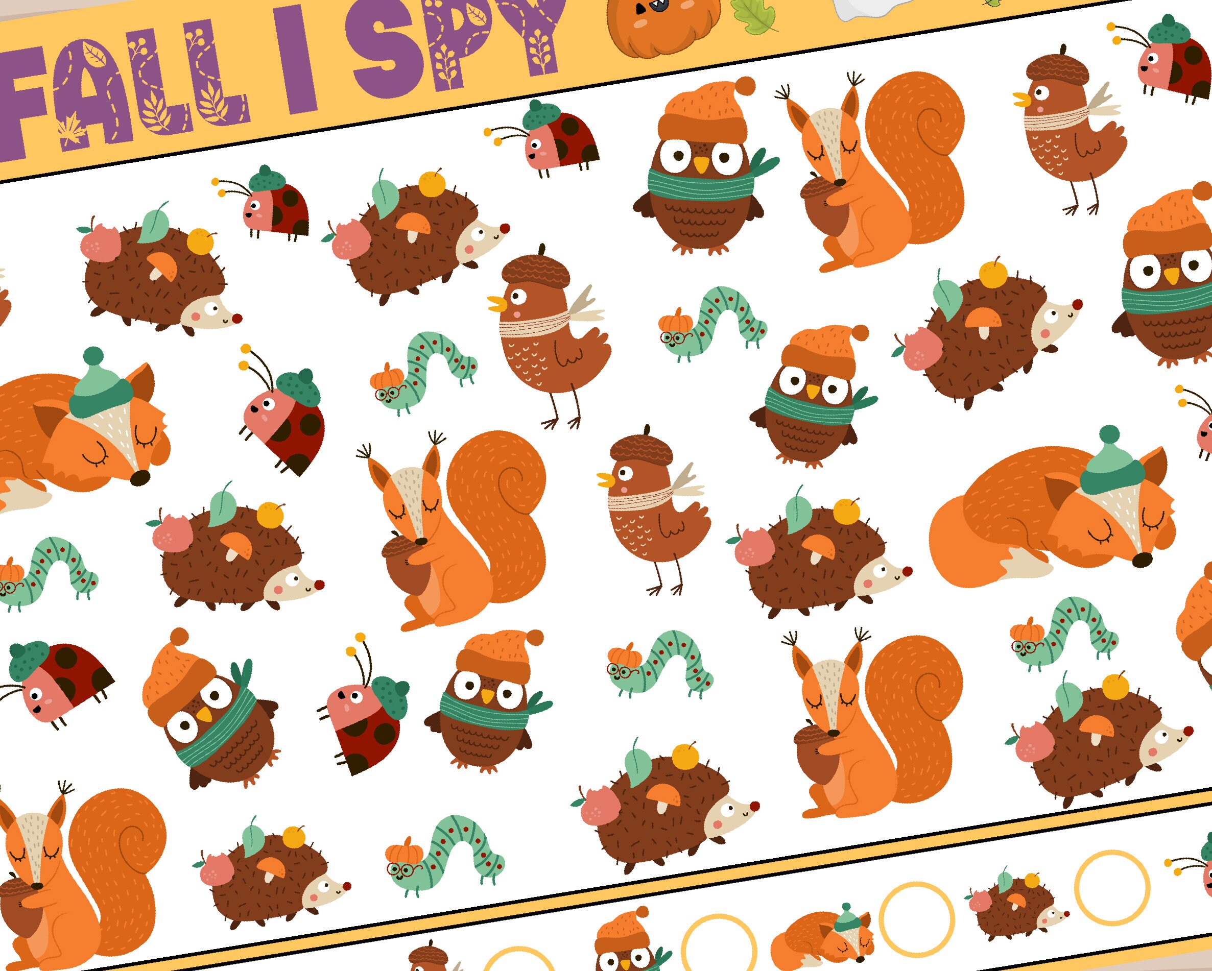 Fall I Spy Game for Toddler Preschool Worksheets, Autumn Preschool ...