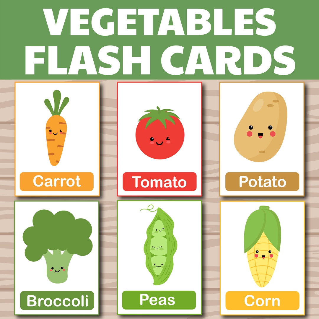 20 Vegetables Flash Cards, Montessori Flashcards, Pre-school Cards ...