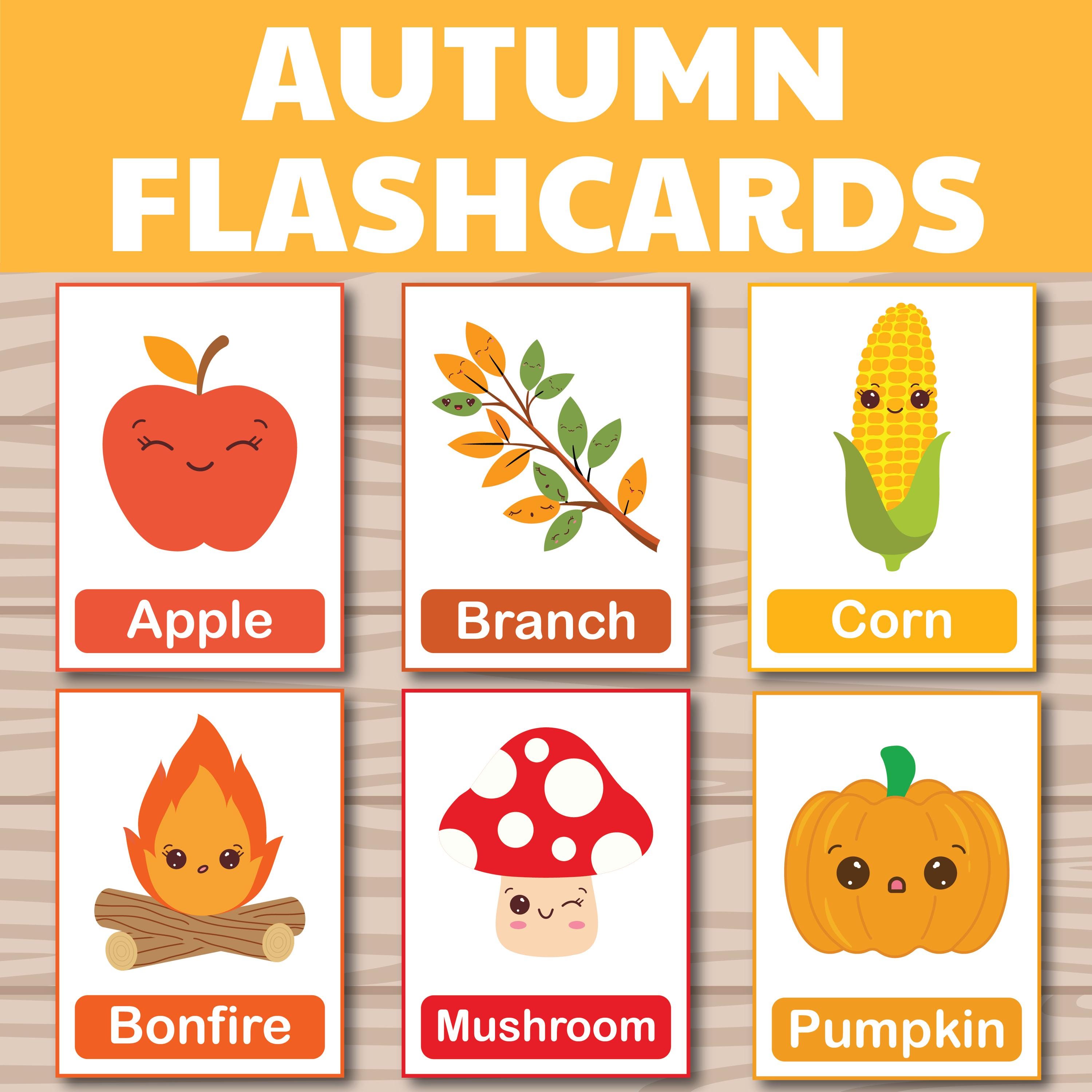Autumn Flashcards Printable, 20 Fall Vocabulary Cards PDF, Montessori ...