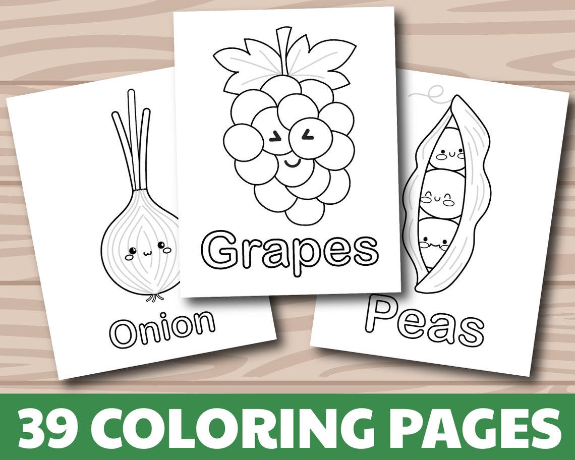 Bundle Fruits and Vegetables Coloring Pages, Vegetable Coloring Pages ...