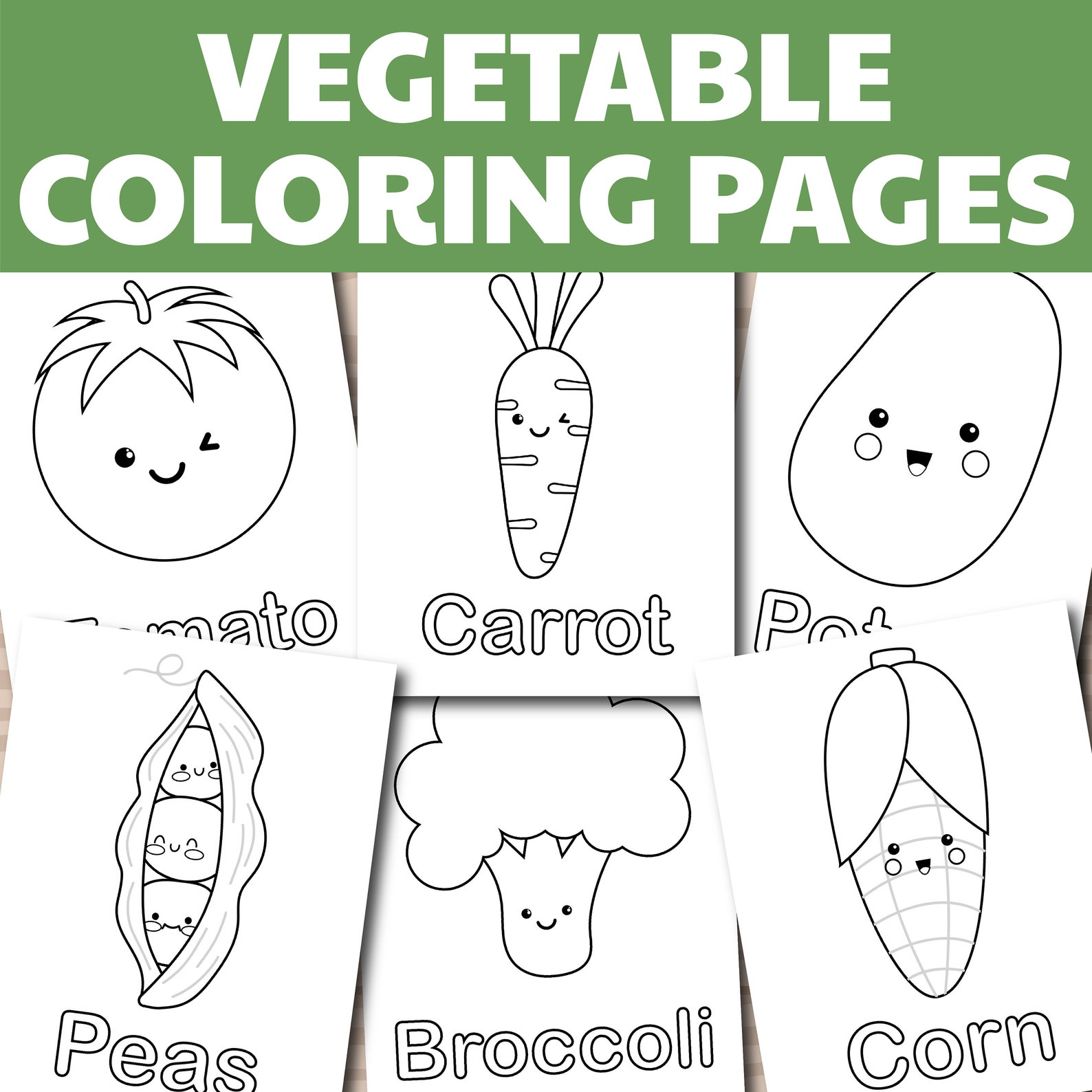 Vegetable Coloring Pages, Vegetable Coloring Book for Kids, Homeschool ...