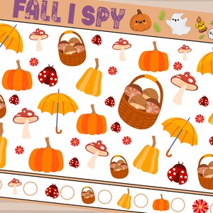 Fall I Spy Game for Toddler Preschool Worksheets, Autumn Preschool ...