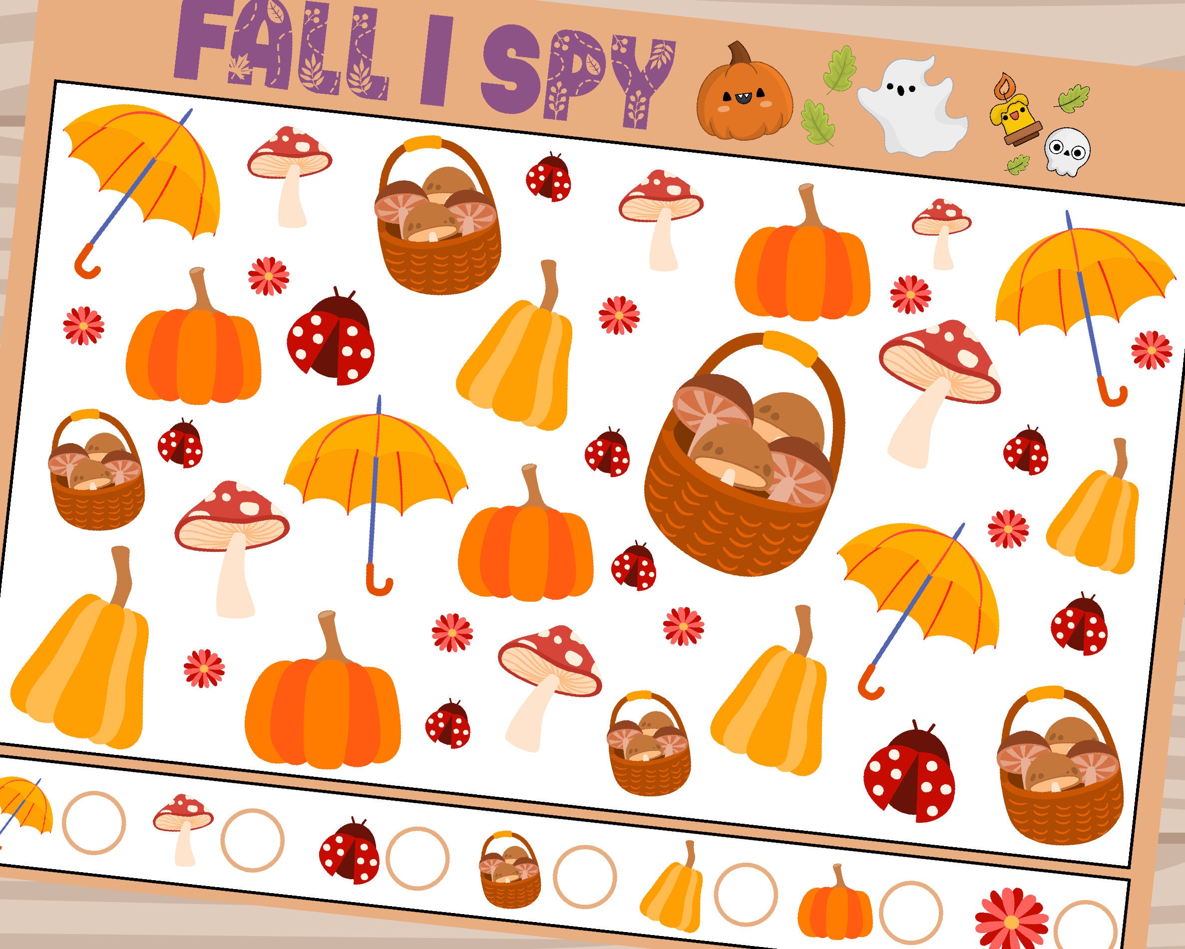 Fall I Spy Game for Toddler Preschool Worksheets, Autumn Preschool ...