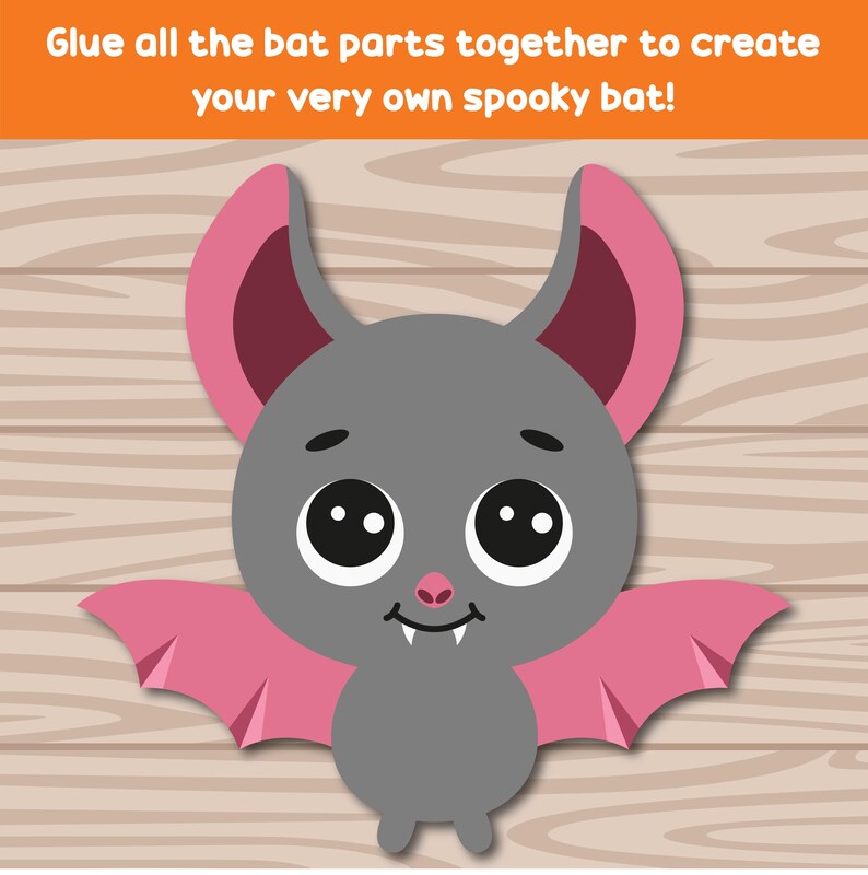 Build-a-bat Halloween Craft for Kids, Printable Bat Template, Spooky ...