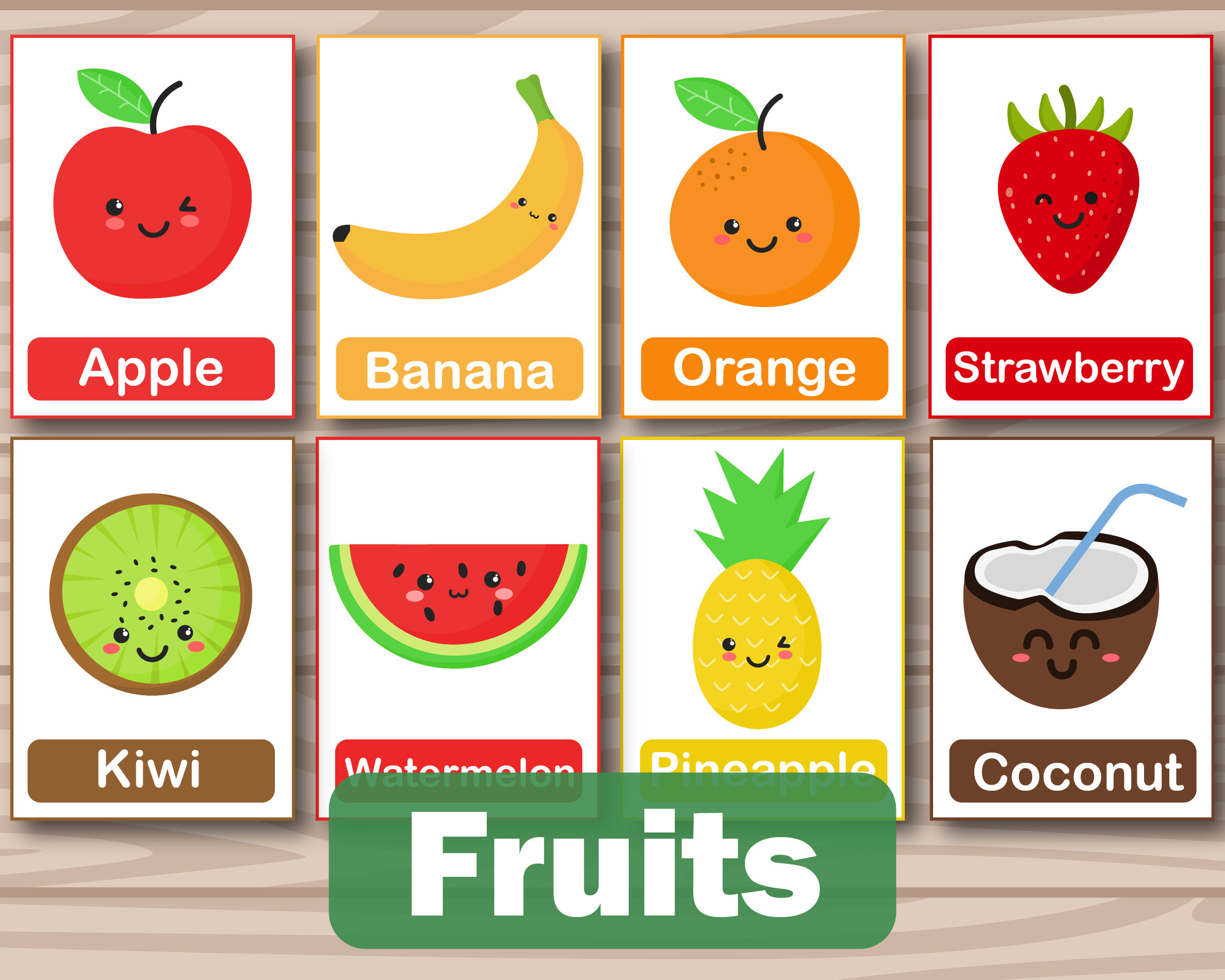 40 Fruits and Vegetables Cards, Printable Learning Resources for ...