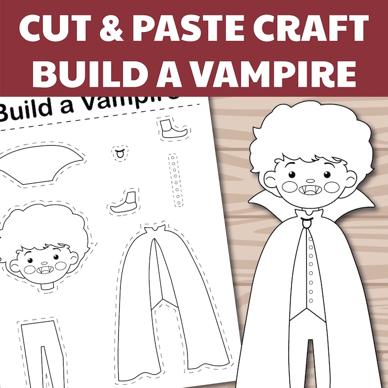 Build-a-vampire Halloween Craft for Kids, Printable Dracula Template ...