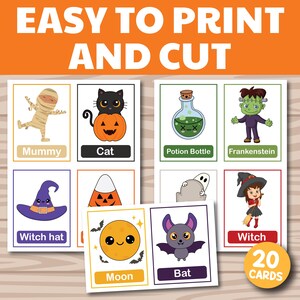 20 Kawaii Halloween Flashcards for Kids, Cute Vocabulary Cards ...