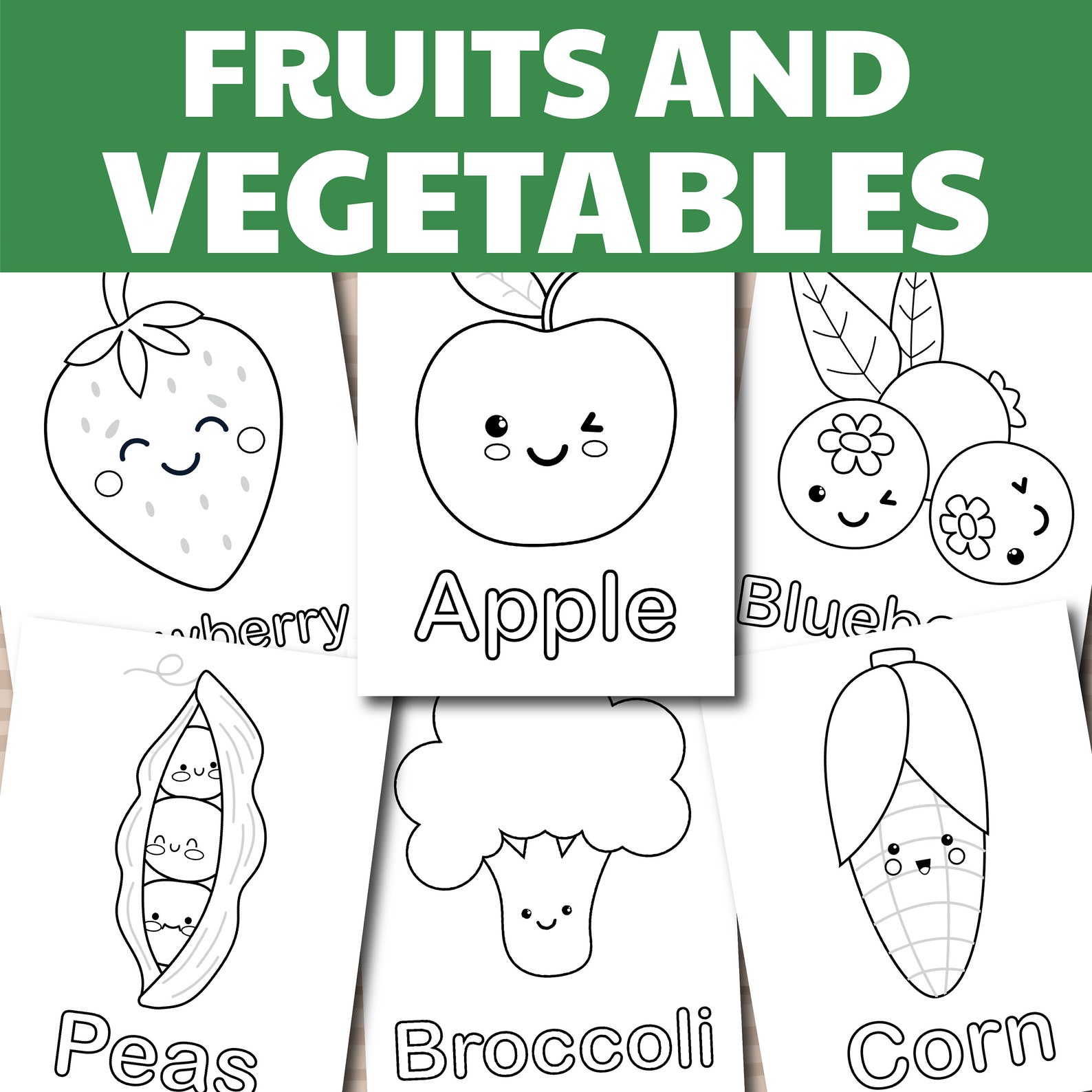 Bundle Fruits and Vegetables Coloring Pages, Vegetable Coloring Pages ...