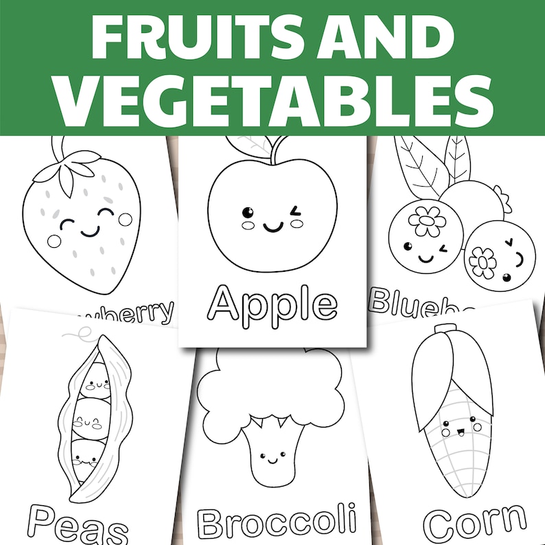 Bundle Fruits and Vegetables Coloring Pages, Vegetable Coloring Pages ...