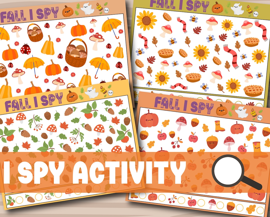 Fall I Spy Game for Toddler Preschool Worksheets, Autumn Preschool ...