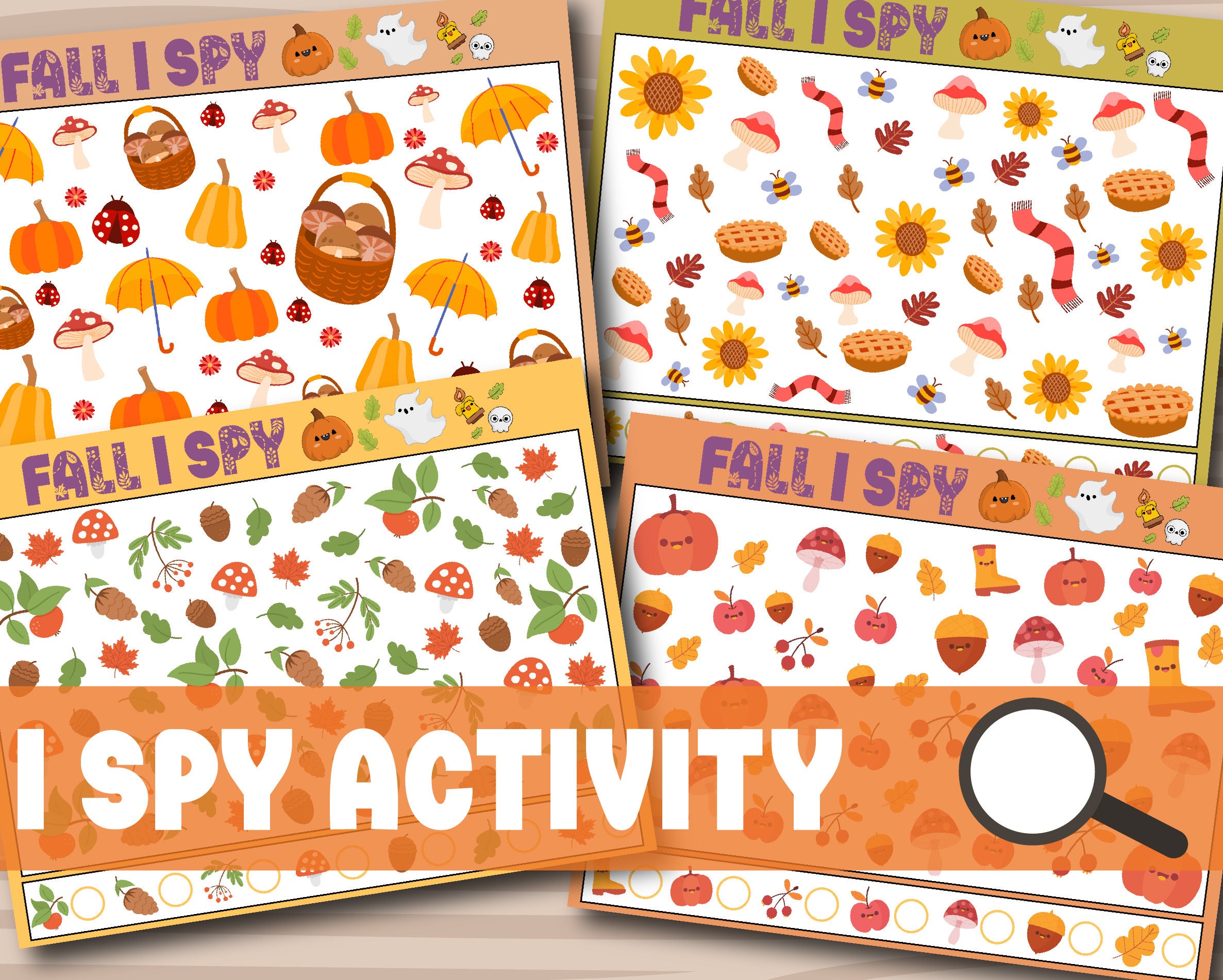 Fall I Spy Game for Toddler Preschool Worksheets Autumn - Etsy