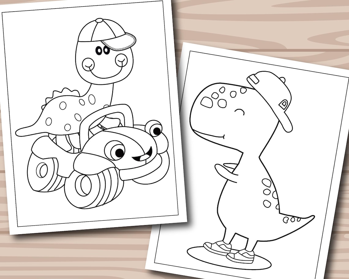 Dinosaur Coloring Pages for Kids, Dinosaur Coloring Worksheet, Set of ...