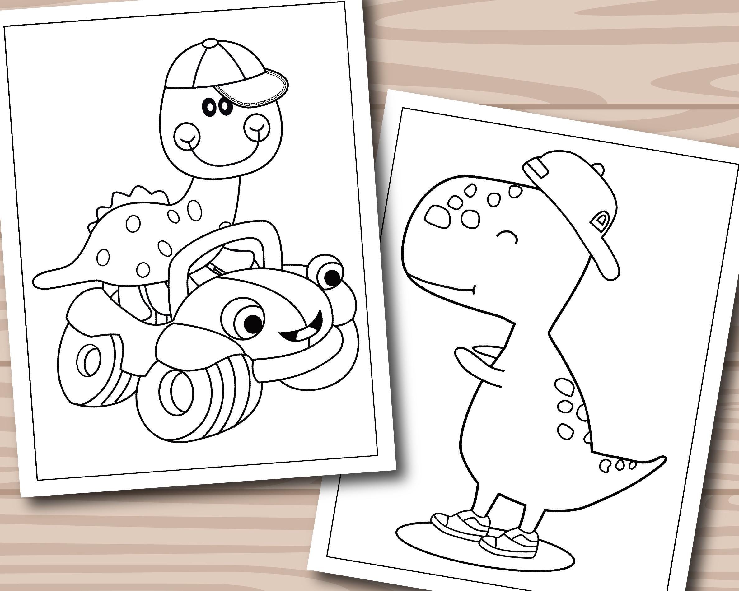 Dinosaur Coloring Pages for Kids, Dinosaur Coloring Worksheet, Set of ...