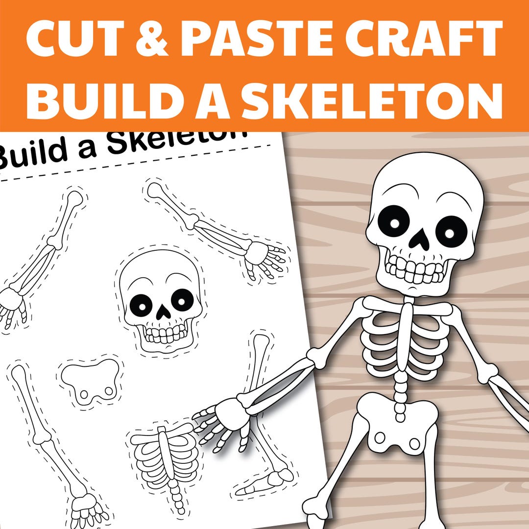 Build-a-skeleton Halloween Craft for Kids, Printable Cut & Paste ...