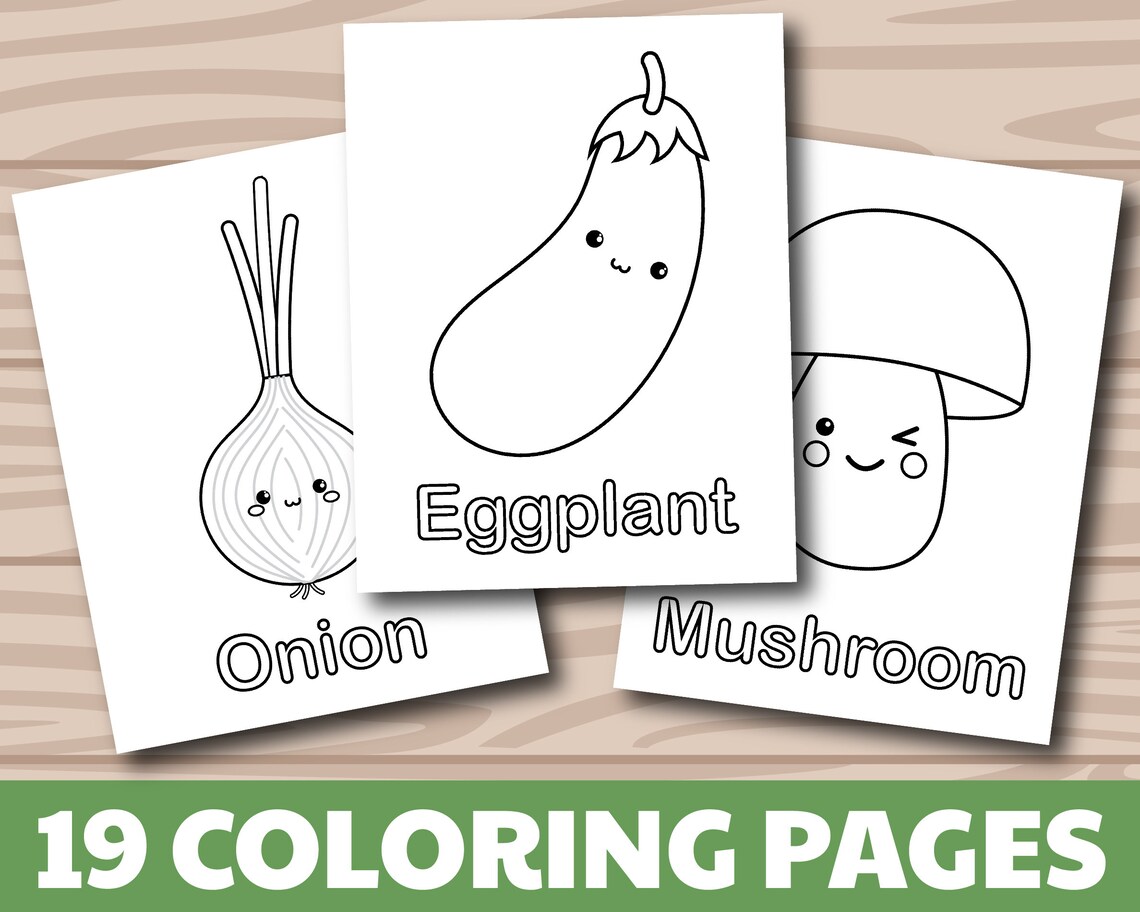 Vegetable Coloring Pages, Vegetable Coloring Book for Kids, Homeschool ...