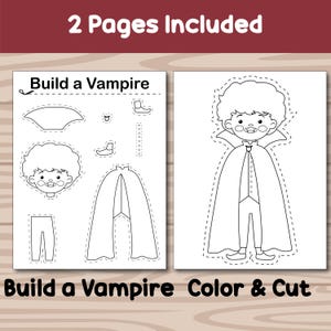 Build-a-vampire Halloween Craft for Kids, Printable Dracula Template ...