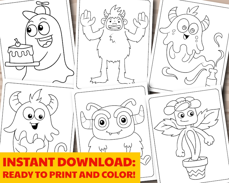 50 Cute Monster Coloring Pages for Kids, Printable Coloring Pages for ...