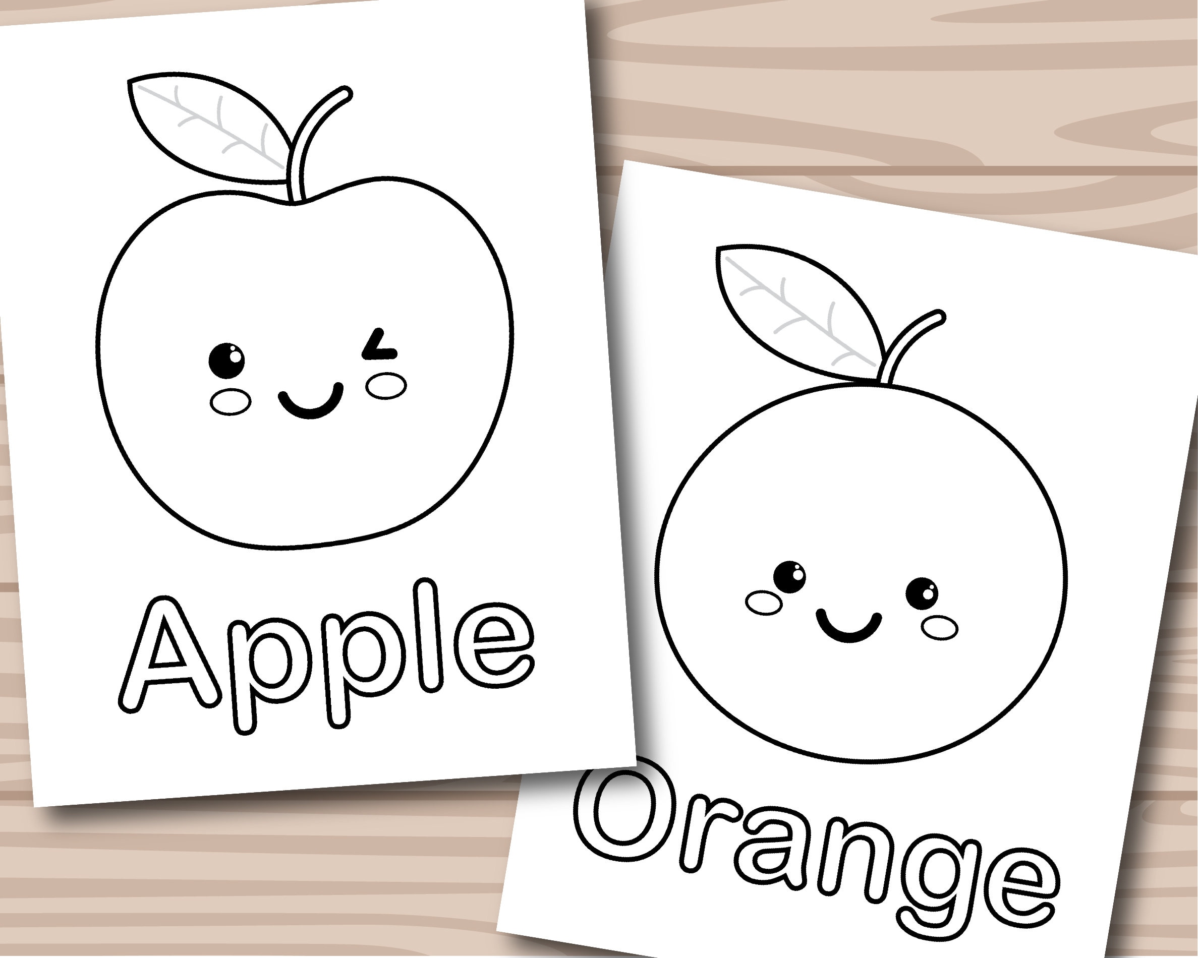 Fruit Coloring Pages, Fruit Coloring Book for Kids, Cute Fruits, Great ...